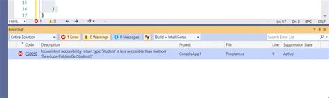 C Error Cs0050 Inconsistent Accessibility Return Type Type Is