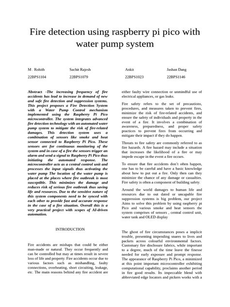 Fire Detection Using Raspberry Pi Pico With Water Pump System Pdf