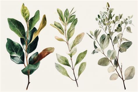 three distinct types of leaves are showcased on a clean white