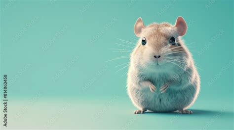 Adorable Gerbil Model Captured In A Lifelike Pose On A Soft Blue Background Highlighting Its