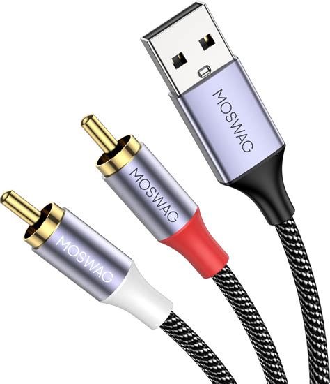Amazon Moswag Usb 2rca 変換ケーブル Usb To 2rcaオス オーディオケーブル Usb変換rcaオーディオケーブル Usb変換rcaオーディオケーブル