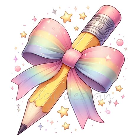 Rainbow Bow Clipart Pastel Colored Pencils Clipart Rainbow Pastel