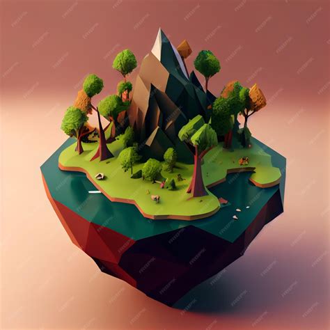 Premium Ai Image Isometric Diorama Island 3d Model Style Game Concept
