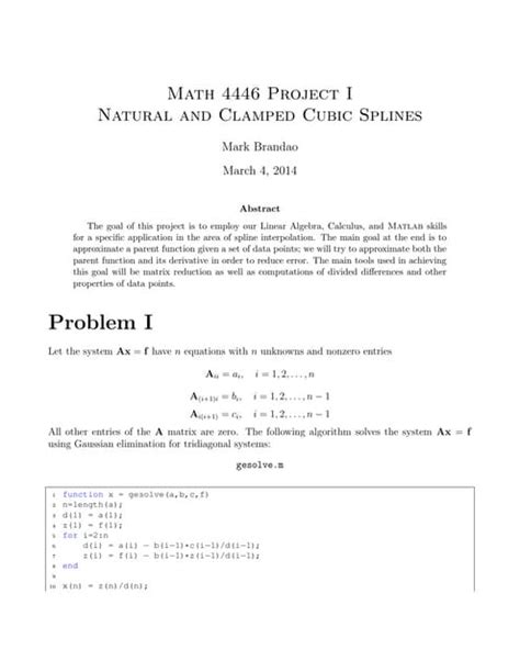 Natural And Clamped Cubic Splines Pdf
