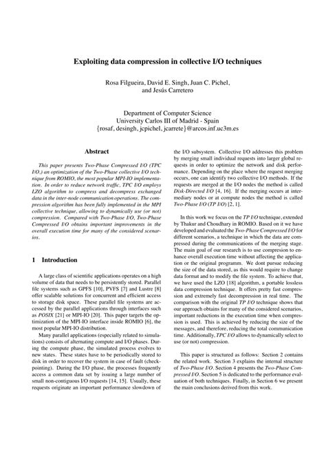 Pdf Exploiting Data Compression In Collective Io Techniques