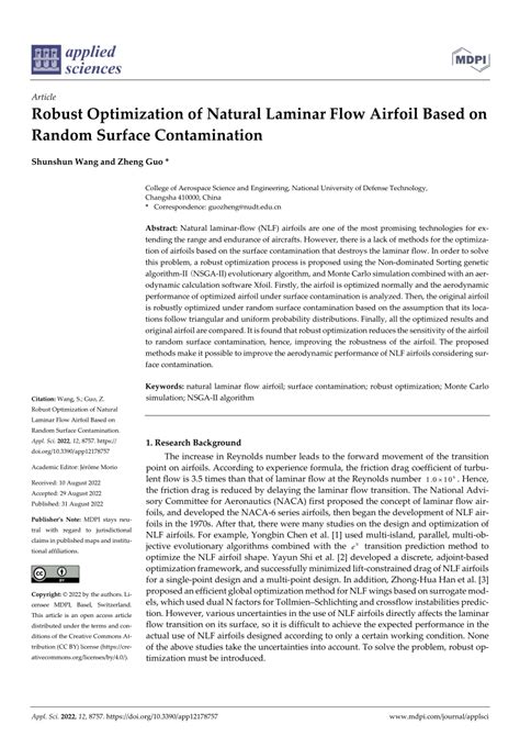 Pdf Robust Optimization Of Natural Laminar Flow Airfoil Based On Random Surface Contamination