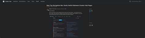 New Top Navigation Bar Easily Switch Between Creator Hub Pages Announcements Developer