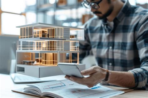 Premium Photo A Digital Architect Visualizing Building Designs With 3d Models On An Augmented