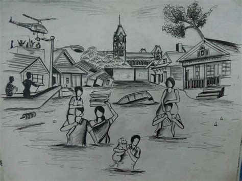 Flood Scene Drawing