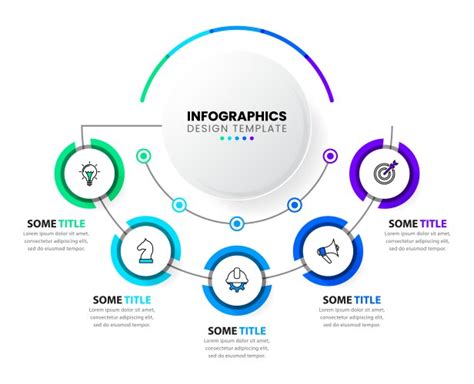 Infographics Template Horizontal Line With 5 Vector Image