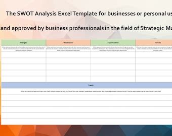Excel SWOT Analysis Template Etsy