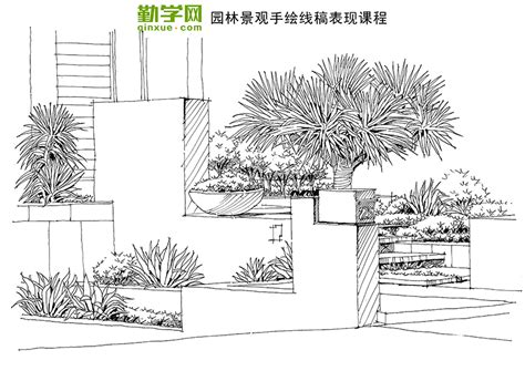 园林景观素描入门 园林景观手绘图入门 园林景观手绘临摹 大山谷图库