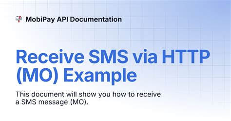 Receive Sms Via Mo Example Mobipay Api Documentation