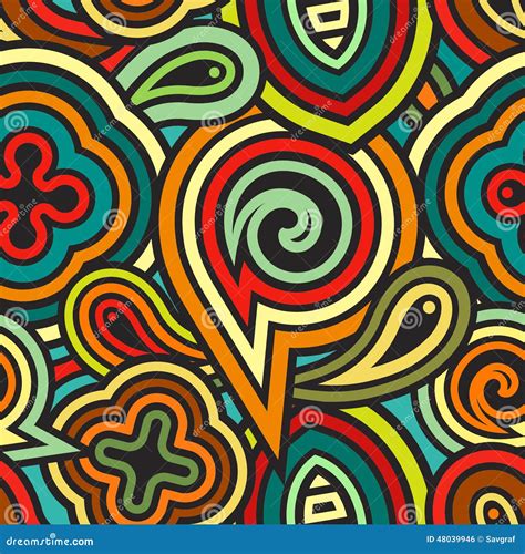 Abstract Seamless Geometric Pattern Mix Of Stripes And Shapes In Retro Style Stock Vector