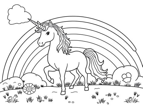 Unicorn Rainbow Coloring Page Free Printable Coloring Page