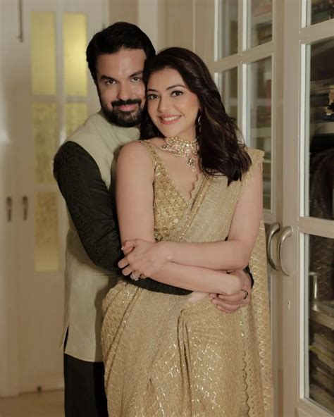 Kajal Aggarwal Shines In Her Heavy Embellished Gold Saree And Plunge