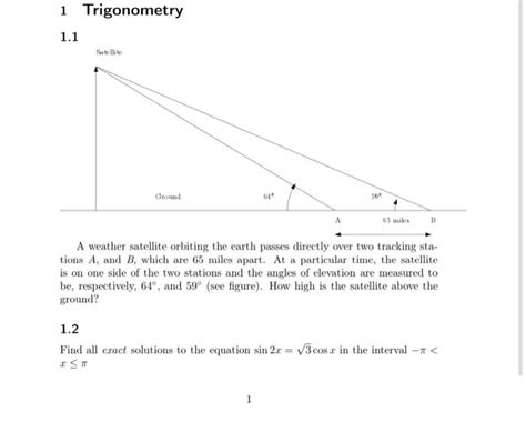 Solved 1 Trigonometry A Weather Satellite Orbiting The Earth Chegg Com