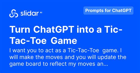 Turn ChatGPT Into A Tic Tac Toe Game Free Prompts For ChatGPT