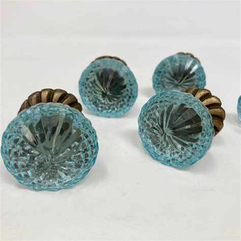 Blue Glass Knob Etsy
