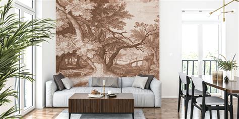 Landscape Etching Tree Wallpaper