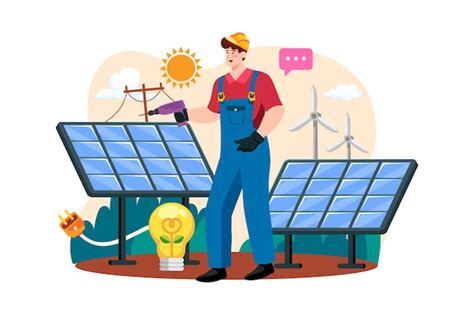 Premium Vector Engineers Are Installing Solar Power