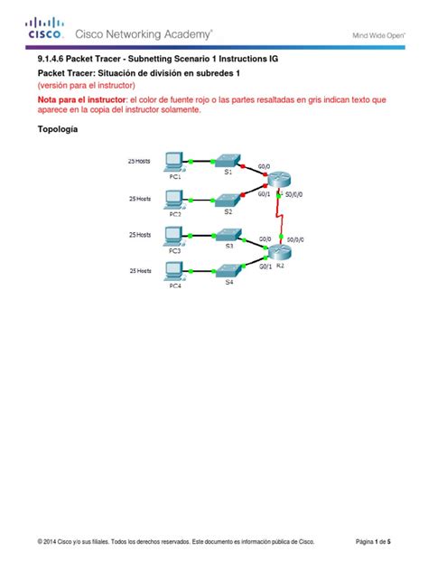 9146 Packet Tracer Subnetting Scenario 1 Instructions Ig Pdf Dirección Ip Estándares