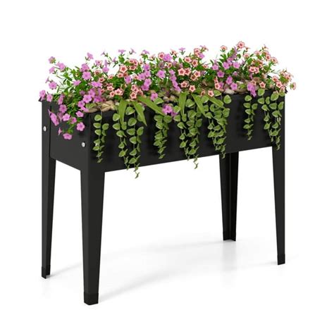Costway Raised Wooden Garden Bed 24 Elevated Planter Box Plant