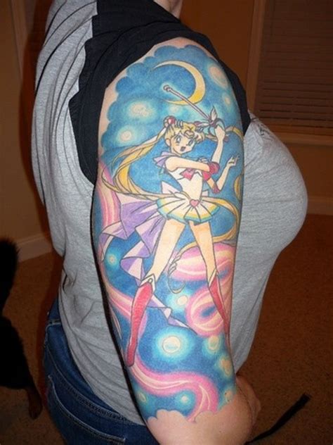 A Man With A Sailor Moon Tattoo On His Arm