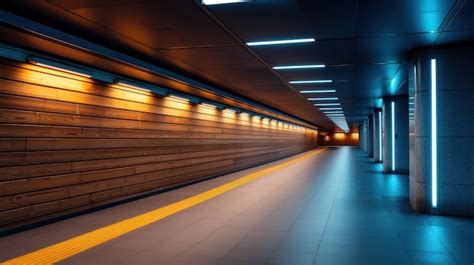 Modern Architectural Underpass With Neon Lights Premium Ai Generated