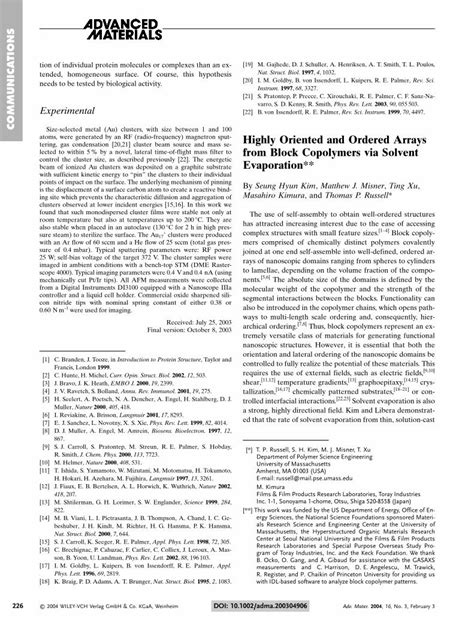 Pdf Highly Oriented And Ordered Arrays From Block Copolymers Via