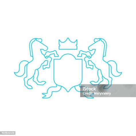 백 마와 방패 문장 학 상징입니다 팔의 외 투에 대 한 로얄 말입니다 벡터 일러스트 레이 션 경쟁에 대한 스톡 벡터 아트 및 기타 이미지 Istock