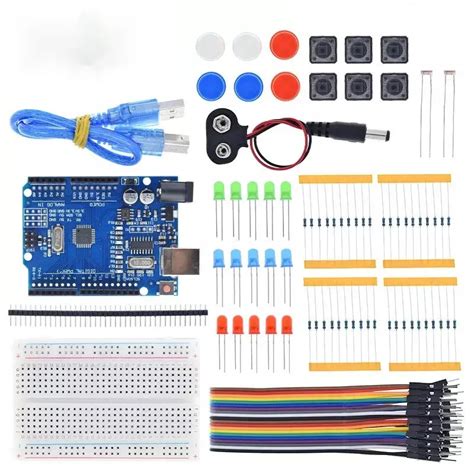 Paq Basico Compatible Con Arduino Uno Con Protoboard Cables Y Mucho Mas Lionchip
