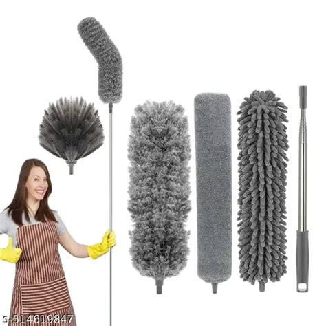 4 In 1 Microfiber Feather Duster 4pcs Extendable And Bendable Dusters With Long Extension Pole