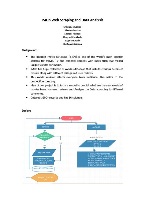 Python Project Report Imdb Web Scraping And Data Analysis Group Members Shehzada Alam Sameer