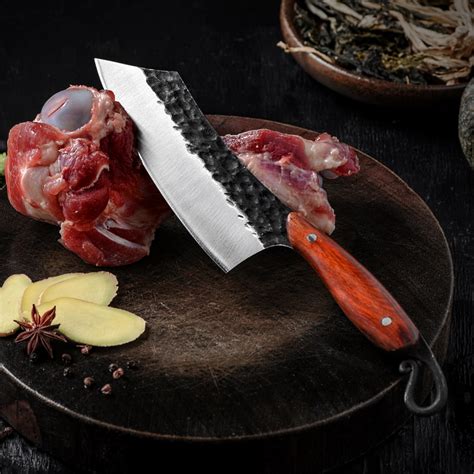 High Carbon Clad Steel Hammered Chinese Knife Yashka Designs