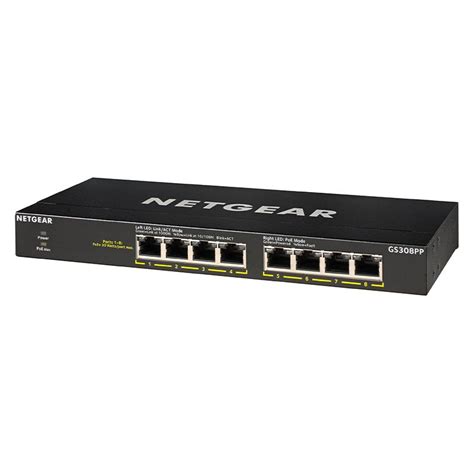 Netgear Gs308pp Soho 8 Port Gigabit Poe Unmanaged Switch W 83w Budget Gs308pp 100ajs Mwave