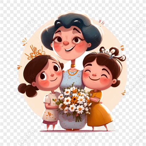 만화 그림 어머니와 자식 어머니의 날 축제 패턴어린이아기 Png 일러스트 무료 다운로드 Lovepik
