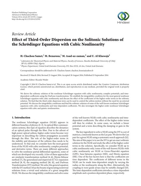 Pdf Effect Of Third Order Dispersion On The Solitonic Solutions Of
