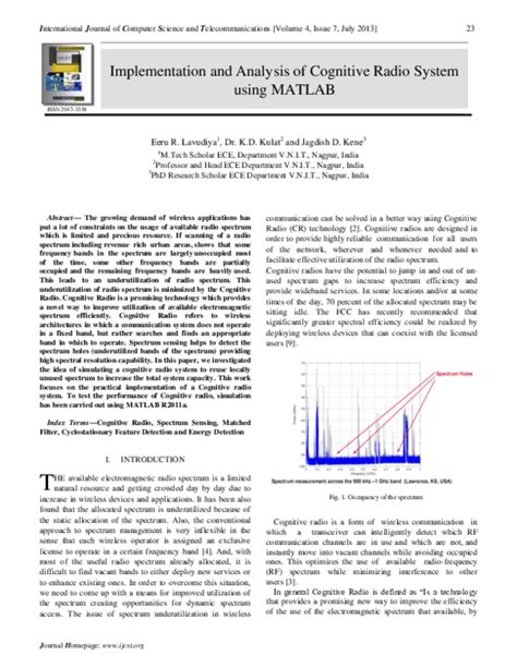 Pdf T Implementation And Analysis Of Cognitive Radio System Using Matlab