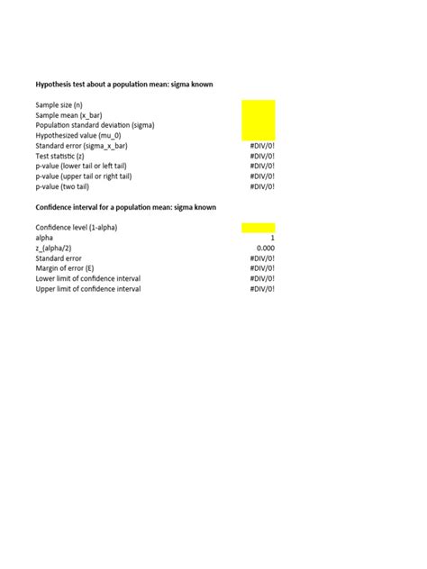 Techniques Hypothesis Test And Confidence Interval Pdf P Value