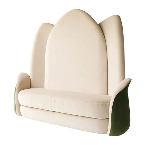 Sexy Silk Ice Blue Velvet Curvy High Sided U Shaped Upholstered Bench