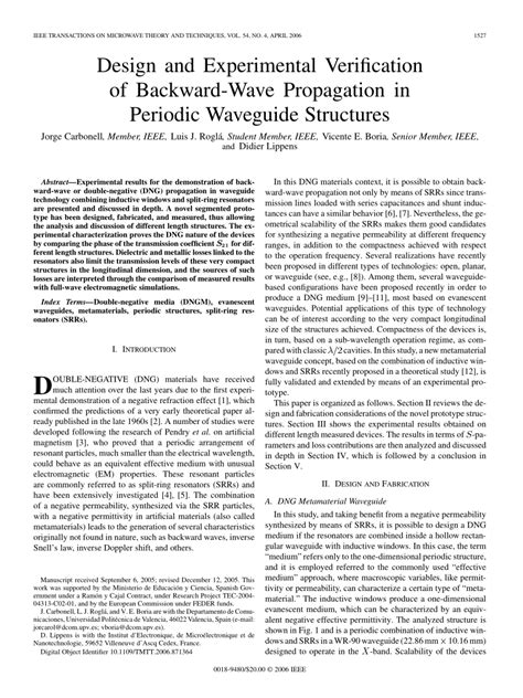 Pdf Design And Experimental Verification Of Backward Wave Propagation In Periodic Waveguide