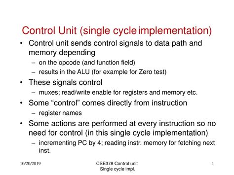 PPT Control Unit Single Cycle Implementation PowerPoint Presentation ID