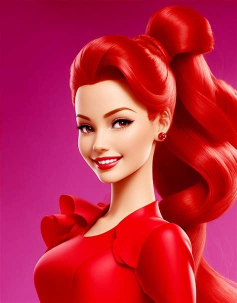 Premium Ai Image Barbie Girl With A Vibrant Red Dress