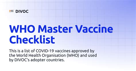 who master vaccine checklist divoc