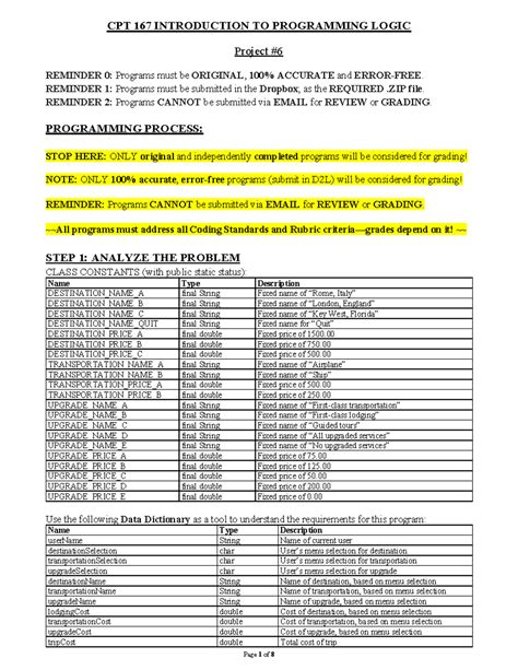 Cpt167project 6 Project 6 Cpt 167 Introduction To Programming Logic