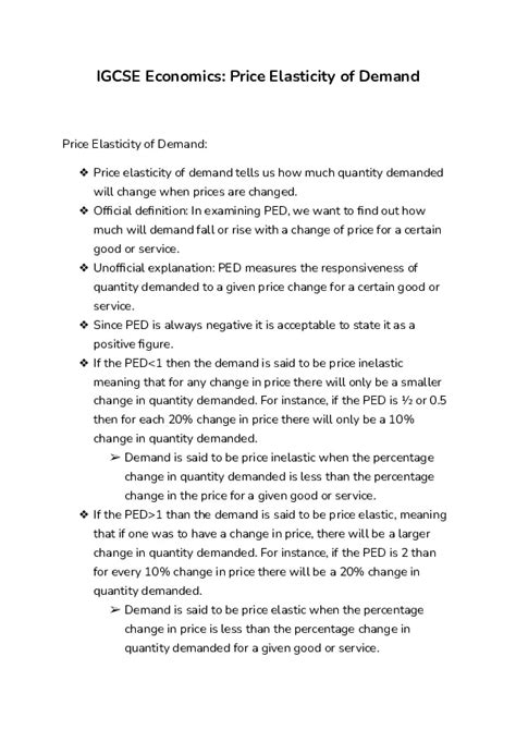 Igcse Economics Price Elasticity Of Demand Edubirdie