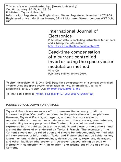Dead Time Compensation Of A Current Controlled Inverter Using The Pdf Power Inverter