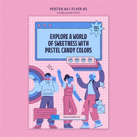 캔디 파스텔 색상 포스터 템플릿 무료 Psd 파일