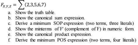 solved logic functions truth table canonical sum and